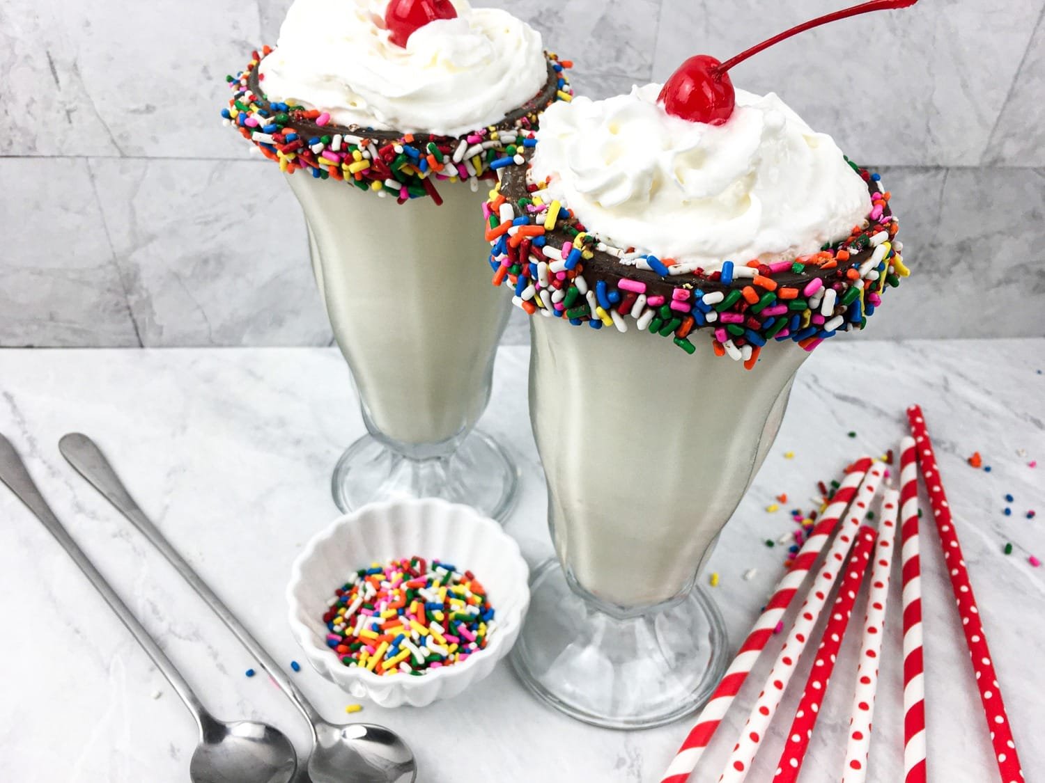 Vanilla Milkshakes With A Sprinkle Twist 🌈🥤 - Cooking Day